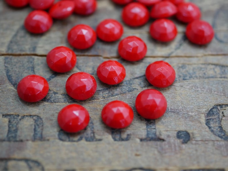 Vintage Cabochon Faceted 8mm Cabochon Bright Red 6 J192 - Etsy Australia
