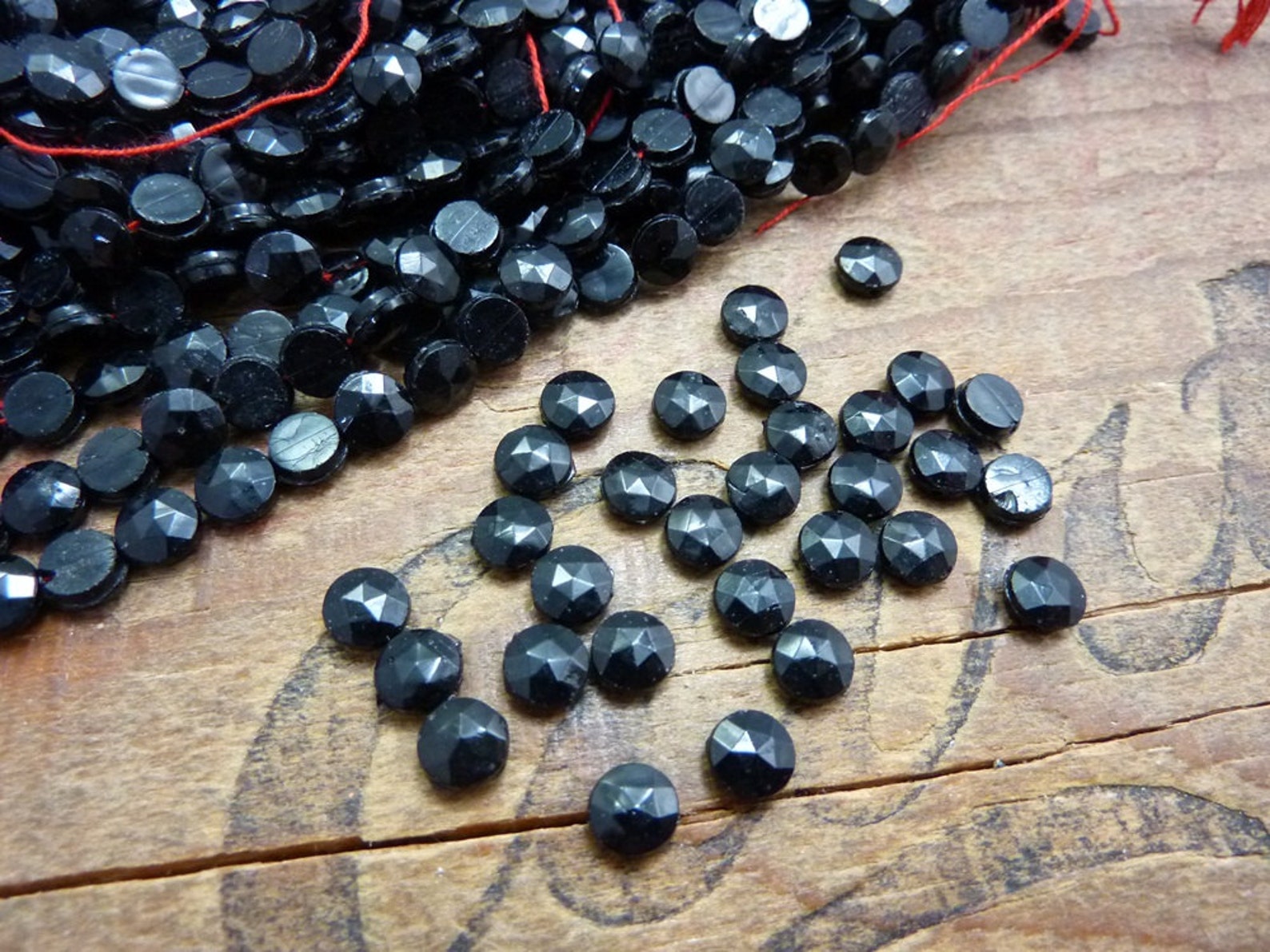 Antique Mourning Jet Glass Beads 6mm Round (24) JET142 - Etsy