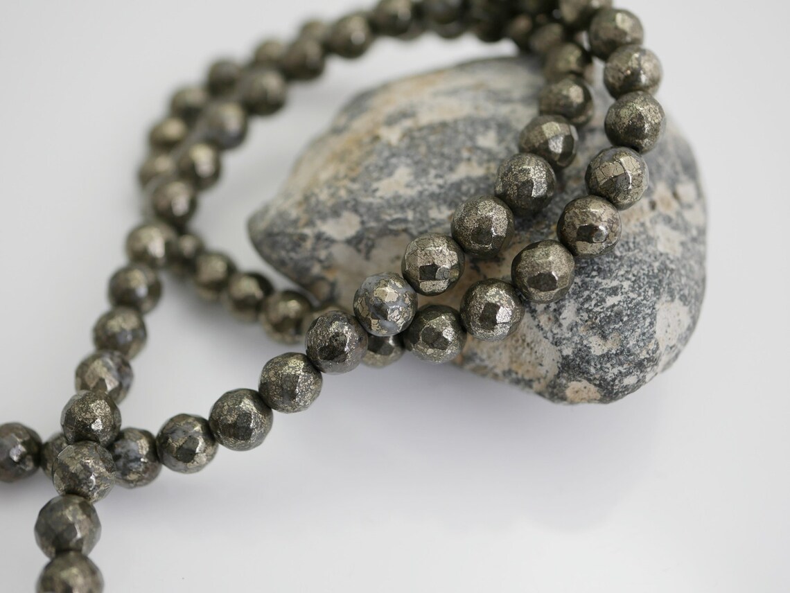 Pyrite Beads Faceted Pyrite Round Beads 6mm Gemstone Beads 15 - Etsy