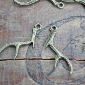 Pewter Antler Charms Deer Antler Charm Antiqued Brass Antler Brass Ox ...