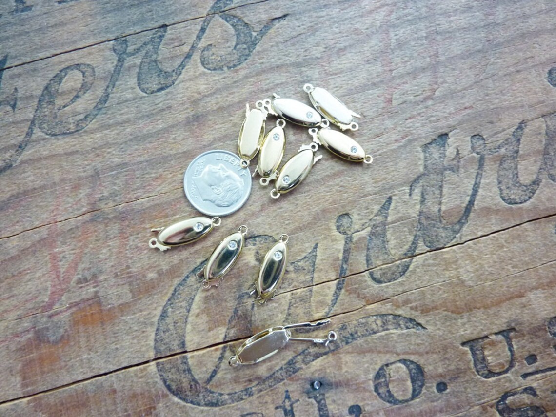 Gold Plated Pinch Clasp With Rhinestone (1) - Etsy