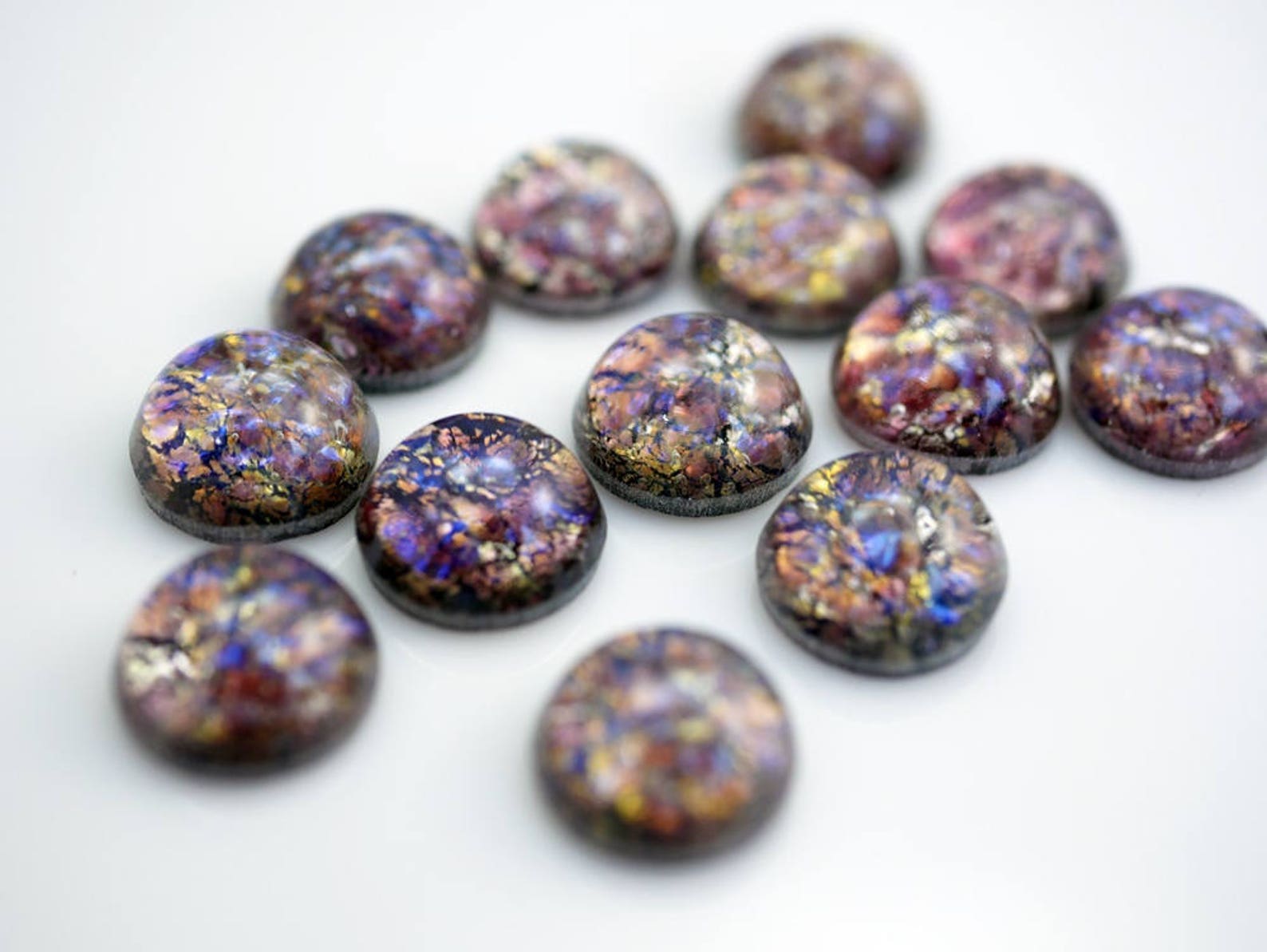 Rhinestone Amethyst Opal Glass Foiled Opal 9mm Glass Cabochon - Etsy