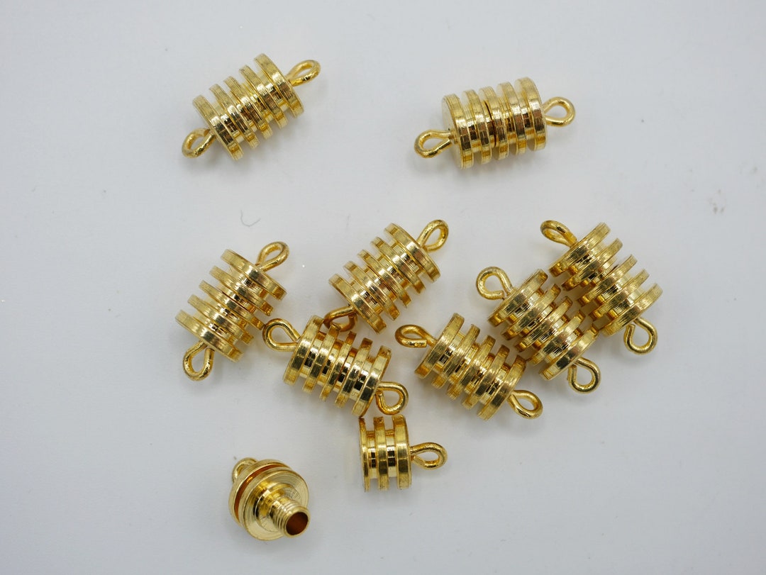 Gold Barrel Clasp Fancy Clasp 17x8mm Barrel Screw Clasp Gold Screw ...
