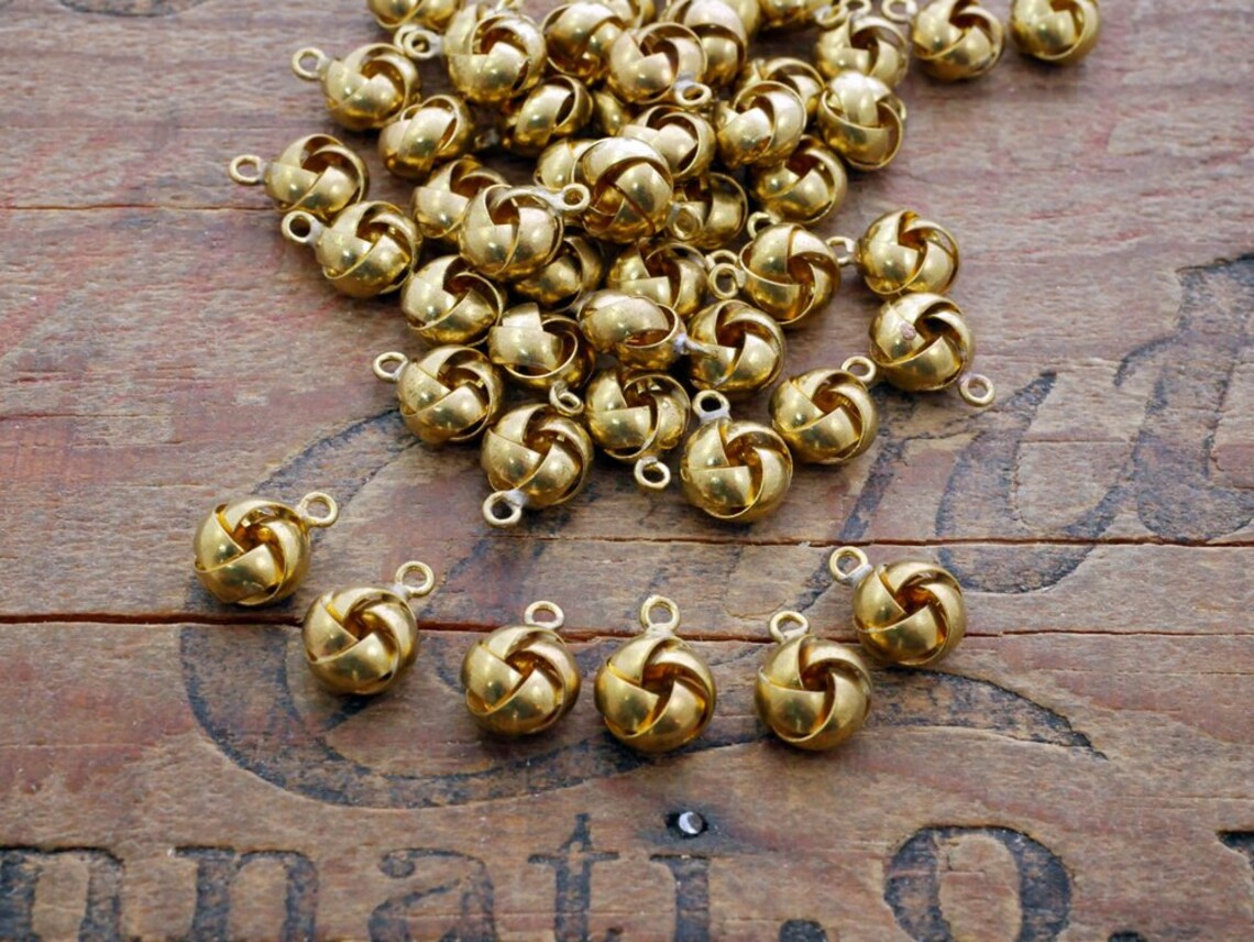 Brass Charm Drop Knot Bead Vintage Brass Knot Charm Bead 9mm - Etsy