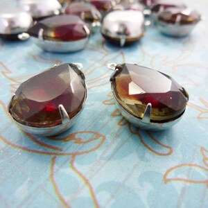 Rhinestone Drop Vintage 18x13mm Glass Rhinestone Red Gray Two Tone in ...