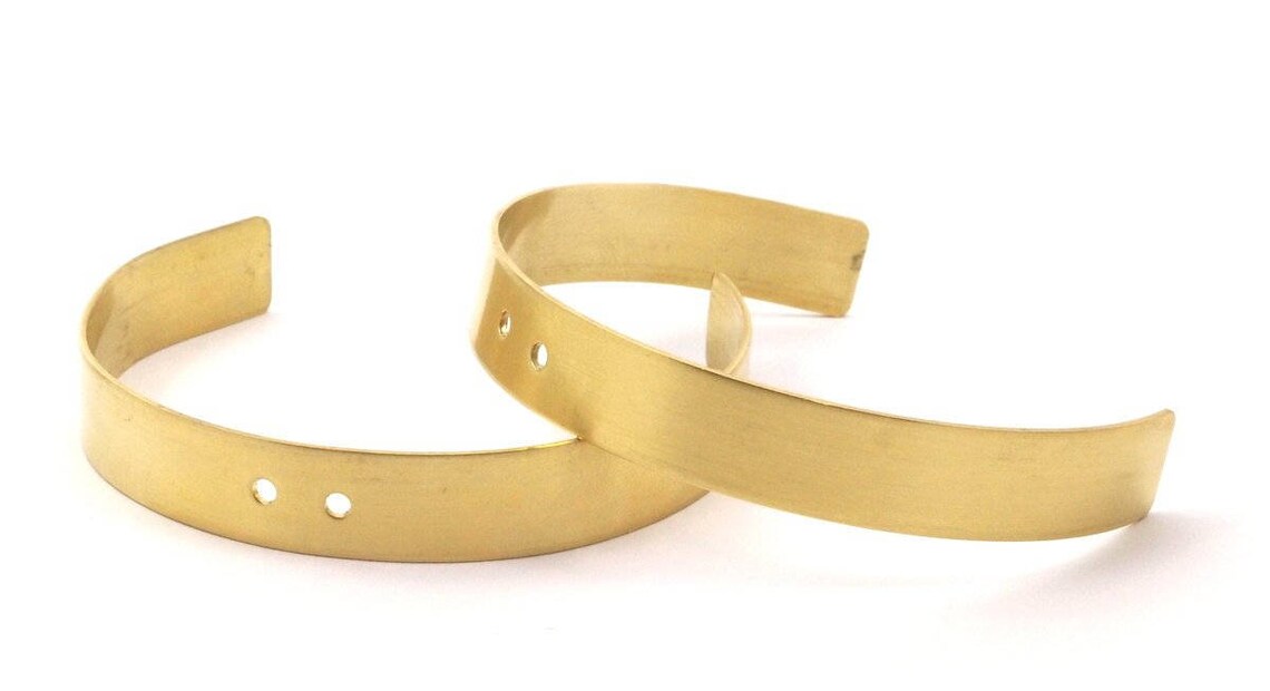 10mm Brass Cuff - 2 Raw Brass Cuff Bracelet Blank Bangle 2 Holes (10mm ...