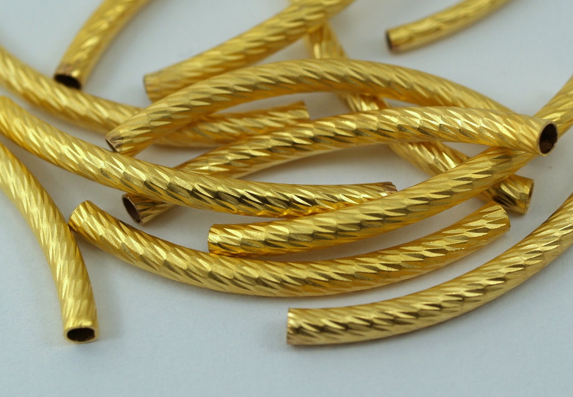 Gold Textured Tube 3 Gold Plated Brass Textured Tube Findings - Etsy