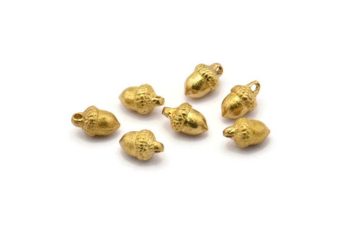 Brass Acorn Bead, 12 Raw Brass Acorn Beads With 1 Loop, Connectors ...
