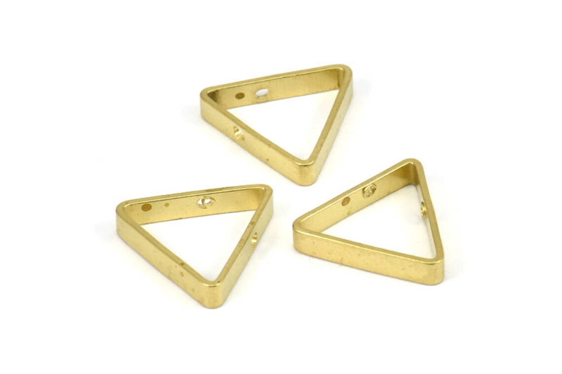 Brass Triangle Charm 12 Raw Brass Triangles With 2 Holes | Etsy