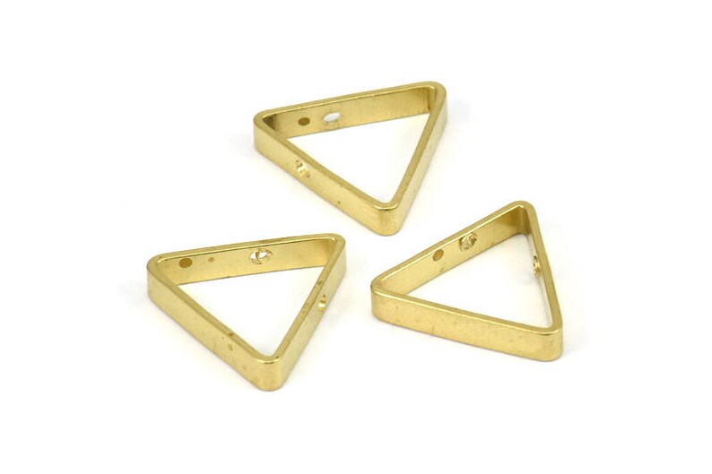 Brass Triangle Charm 12 Raw Brass Triangles With 2 Holes | Etsy