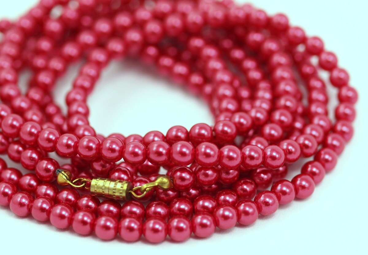 Vintage plástico rojo perla perlas 5 mm 57 pulgadas - Etsy España