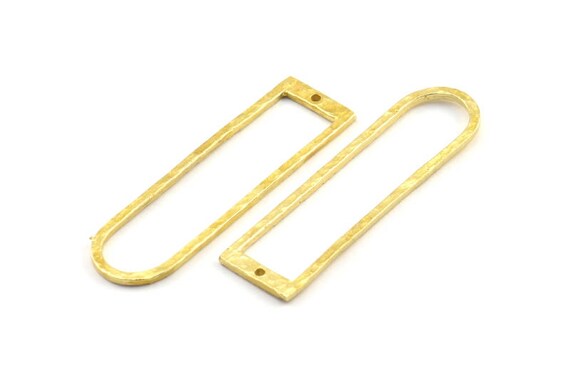 D Shape Charms 4 Raw Brass Hammered Long D Shape Connectors | Etsy