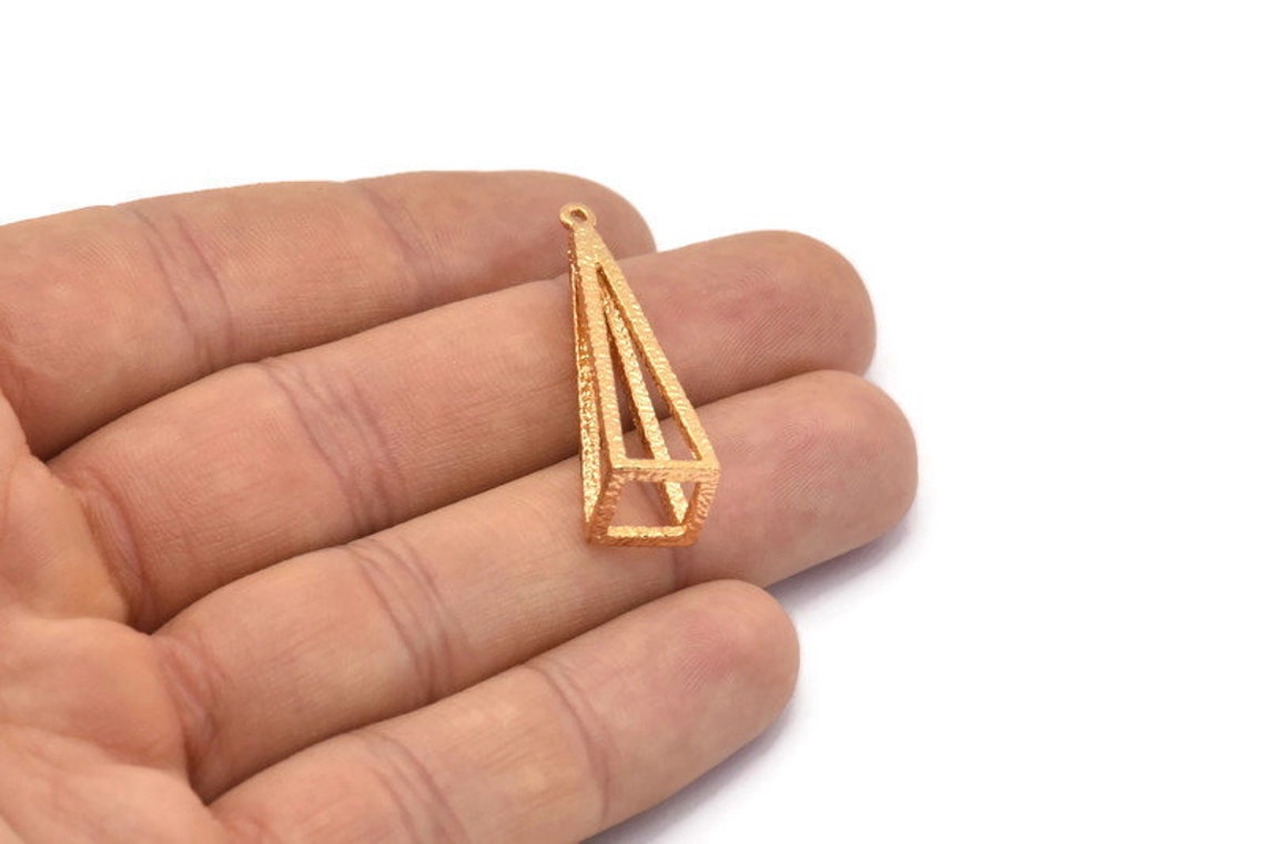 Gold Triangle Prism, Gold Plated Brass Triangle Prism Pendants With 1 ...