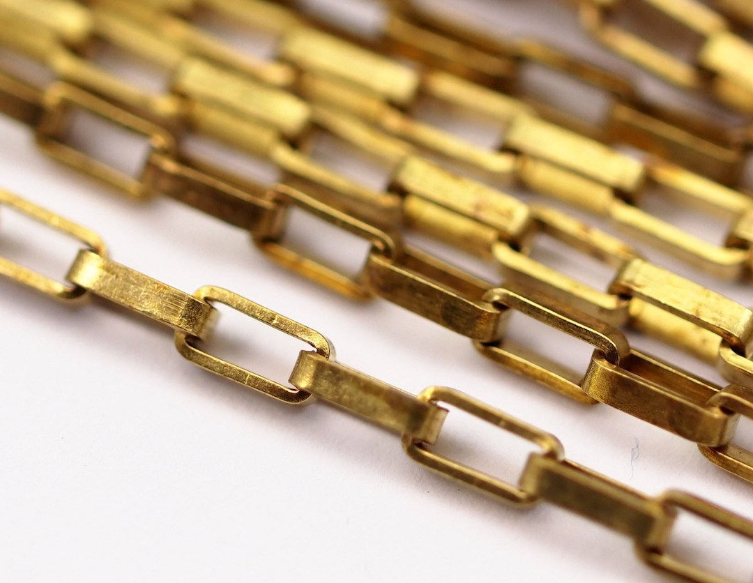 Link Chain, Rectangle Chain, 5 M. Rectangle Raw Brass Chain, Open Link ...