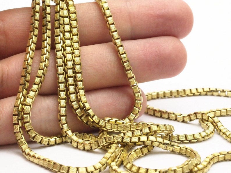Link Cube Chain 2m Raw Brass Cube Chain 3.1mm Bs 1374 - Etsy
