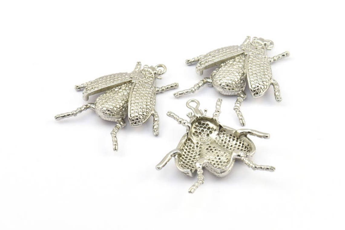 Tiny Bug Charm 1 Silver Tone Bug Fly Insect Charm With 1 Loop | Etsy