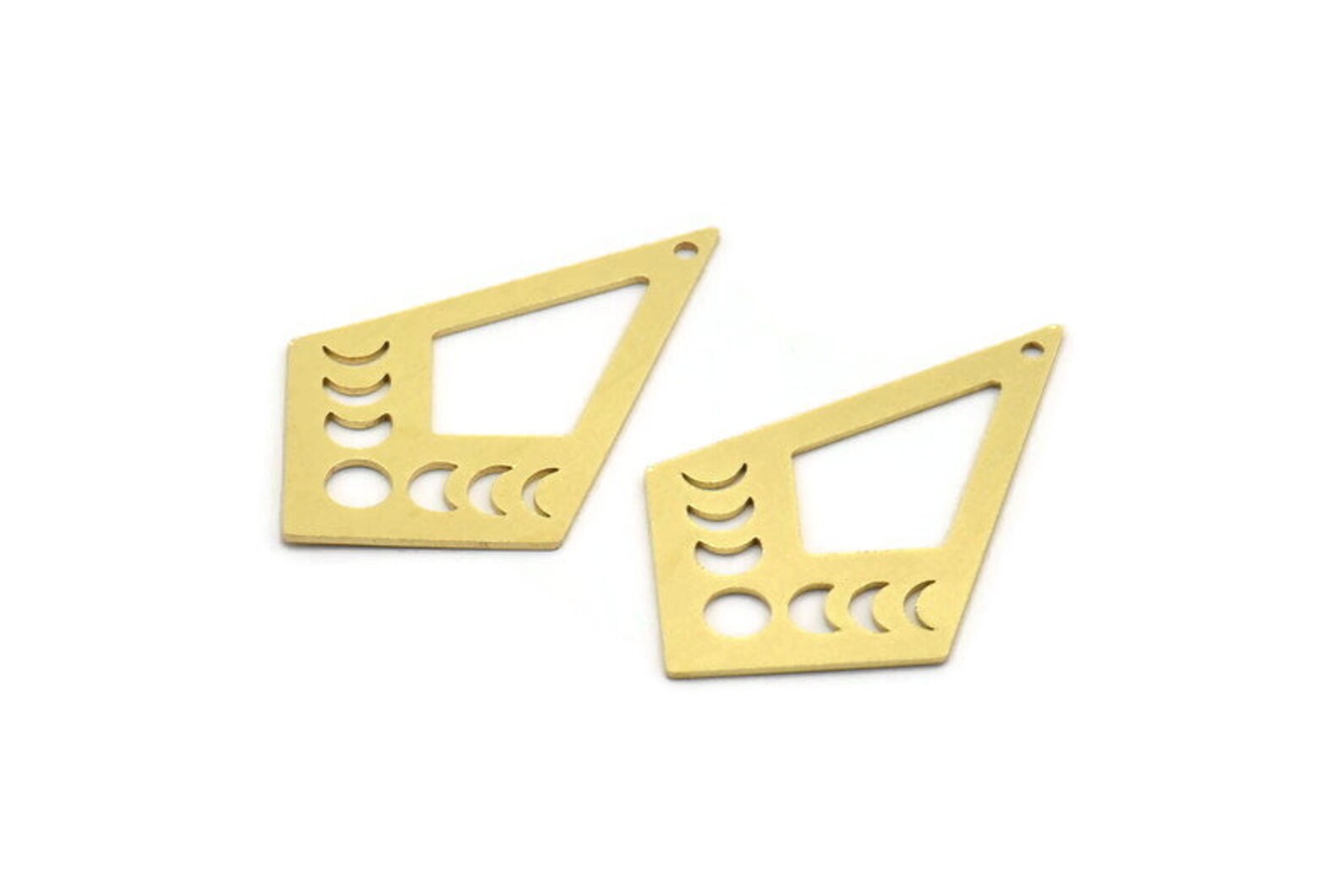 Brass Diamond Charm, 8 Raw Brass Moon Phases Charms With 1 Hole ...