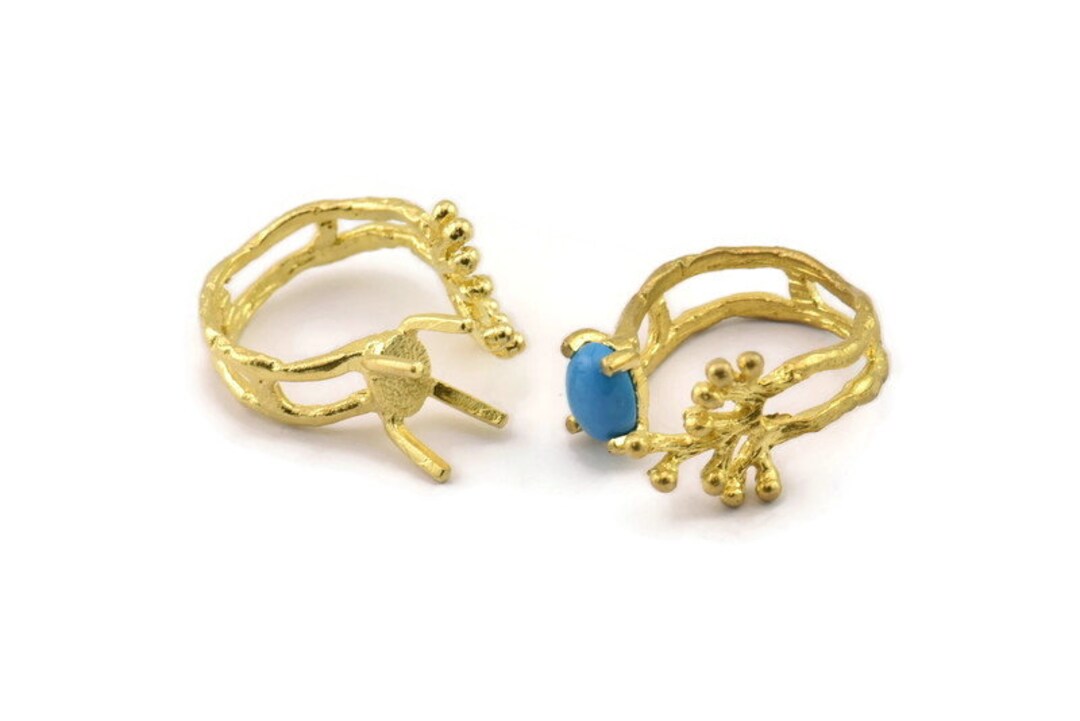 Brass Ring Settings, Raw Brass Claw Rings, Adjustable Rings - Pad Size ...