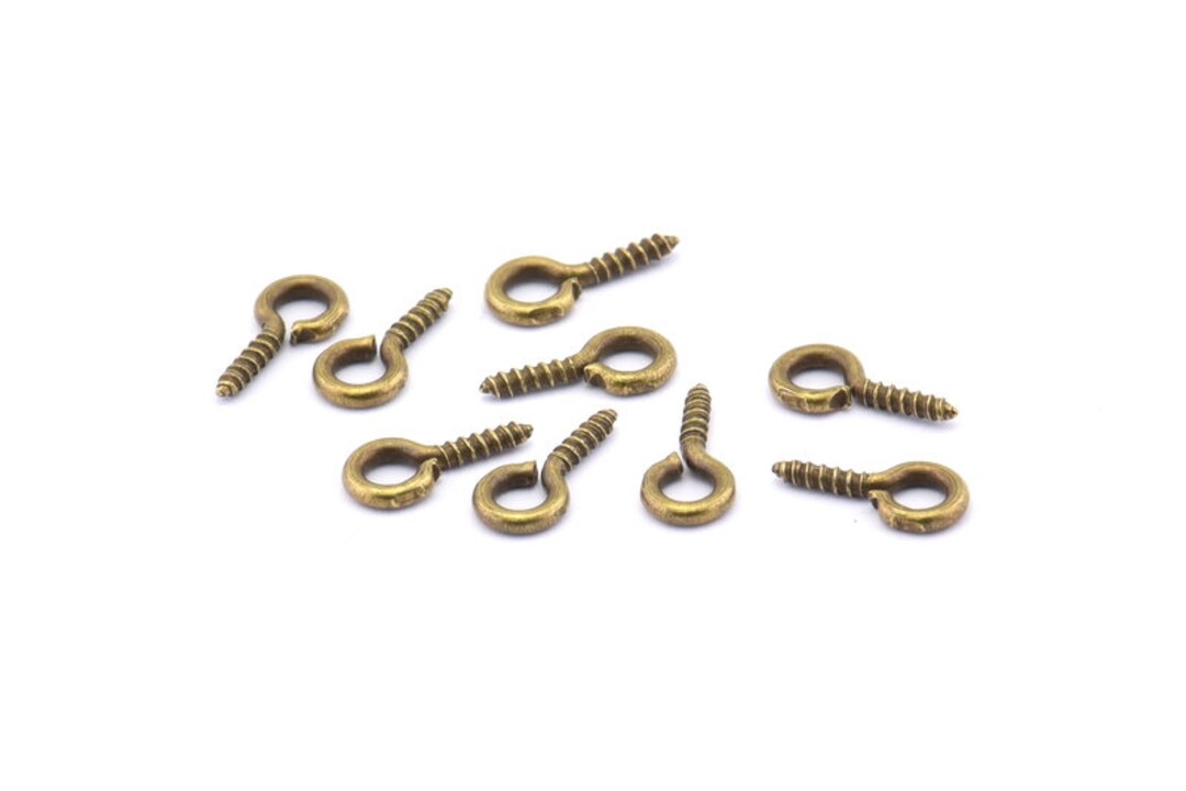 Screw Eye Pin, 100 Antique Brass Screw Hook Eye Pins (10x5mm) A1060 - Etsy