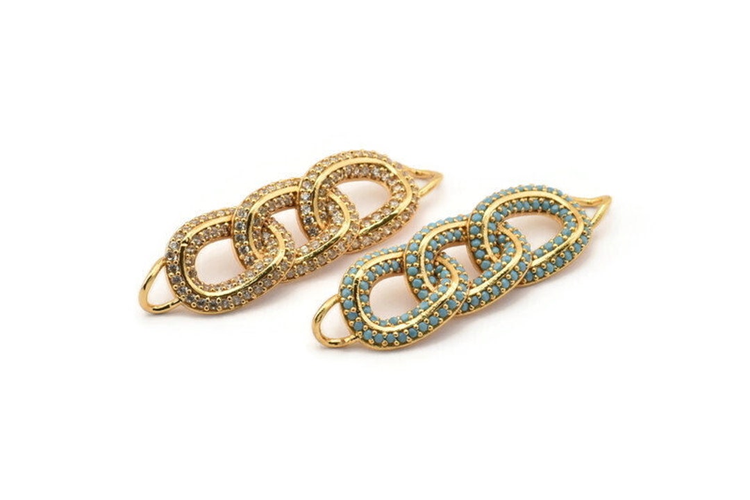 Gold Chain Connector, Gold Plated Chain, Cubic Zircon, CZ Pave Chain ...