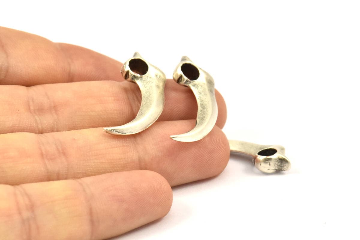 Silver Tiger Tooth 2 Antique Silver Plated Brass Tiger Tooth - Etsy