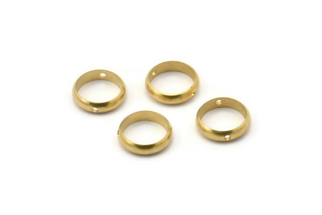 10mm Circle Connector, 50 Raw Brass Circle Ring Connector With 2 Holes ...