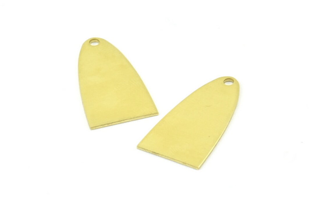 Half Ellipse Charm, 15 Raw Brass Half Ellipse Shape Charms With 1 Hole ...