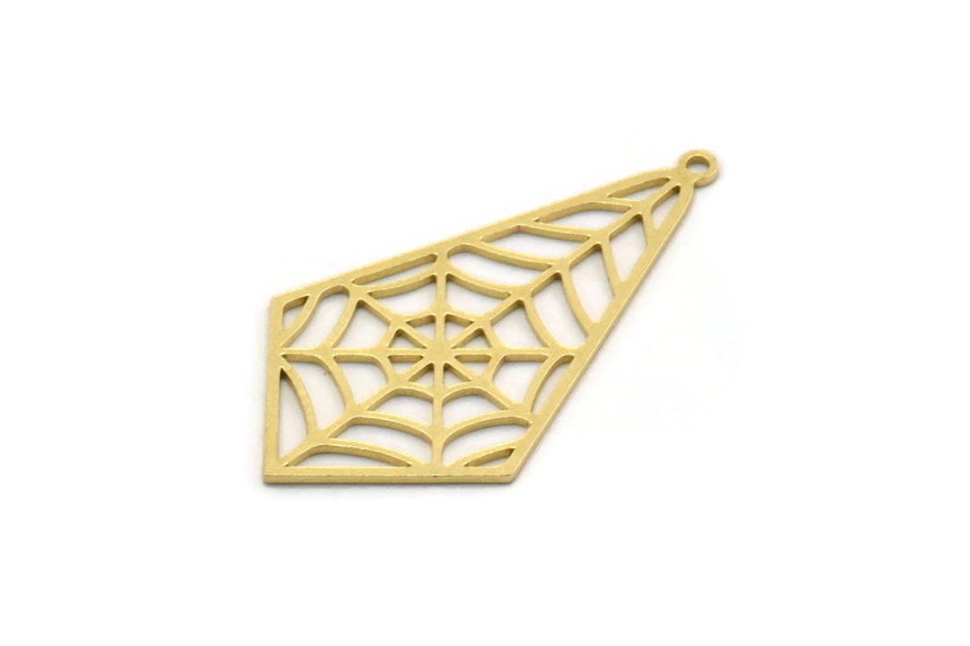 Brass Diamond Charm, 6 Raw Brass Spider Web Charms With 1 Loop, Charm ...