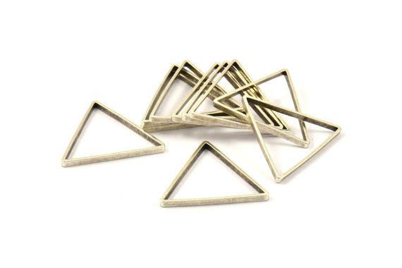 Brass Triangle Charm 12 Antique Silver Plated Brass Open | Etsy