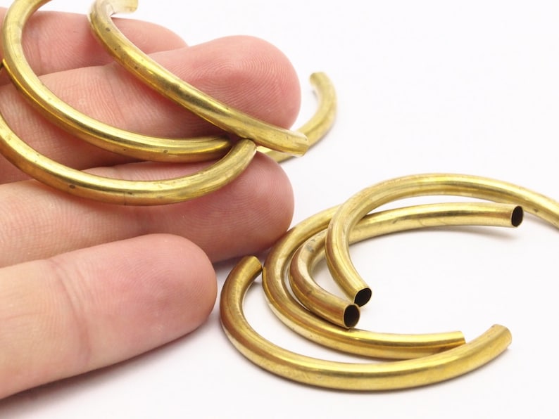 Noodle Curved Tubes 12 Raw Brass Semi Circle Tubes | Etsy