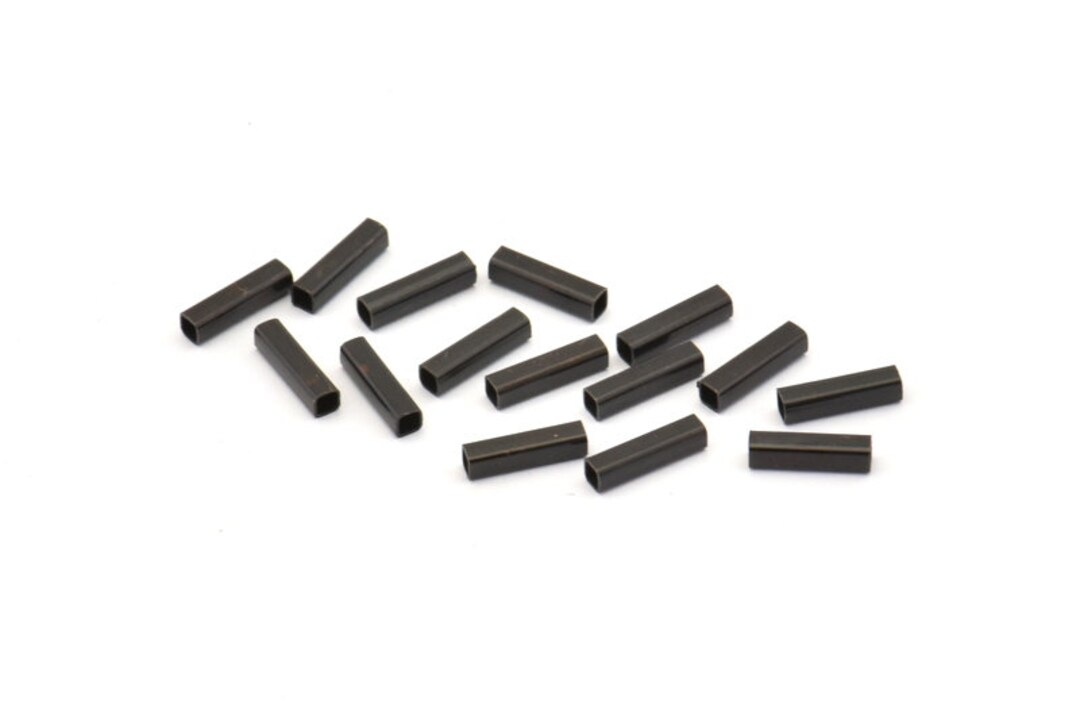 Black Spacer Bead, 100 Oxidized Black Brass Square Shaped Tube Beads ...