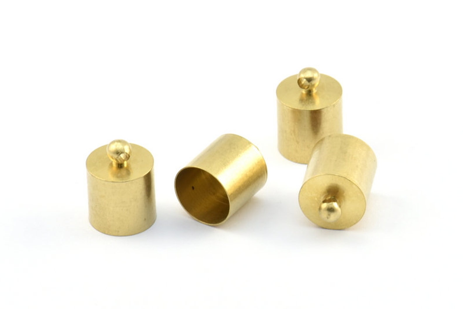 Brass Barrel End, 25 Raw Brass Barrel End With Loop - 10x14mm Leather ...