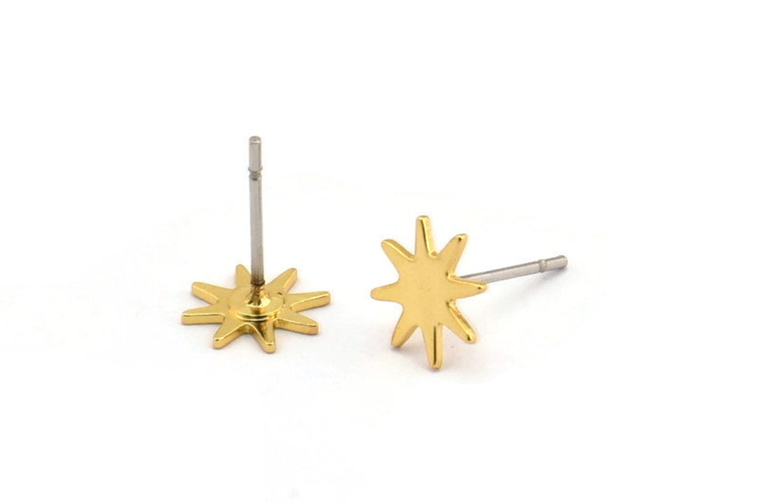 Pendiente de estrella dorada, 6 pendientes de estrella de latón bañados ...