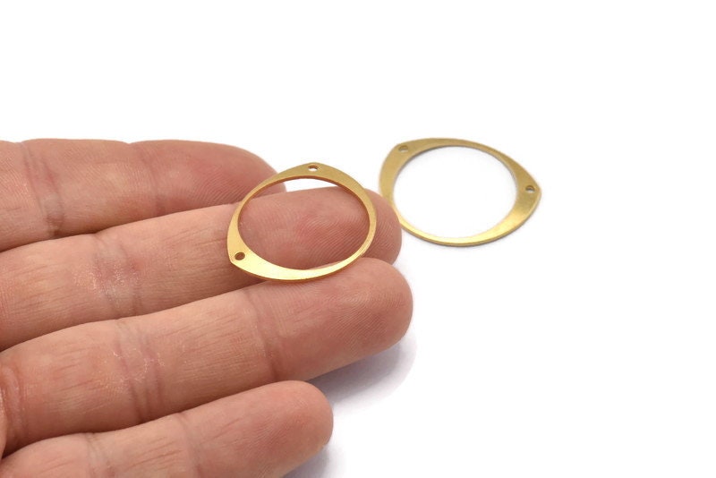 Brass Circle Connector, 24 Raw Brass Circle Connectors With 2 Holes ...