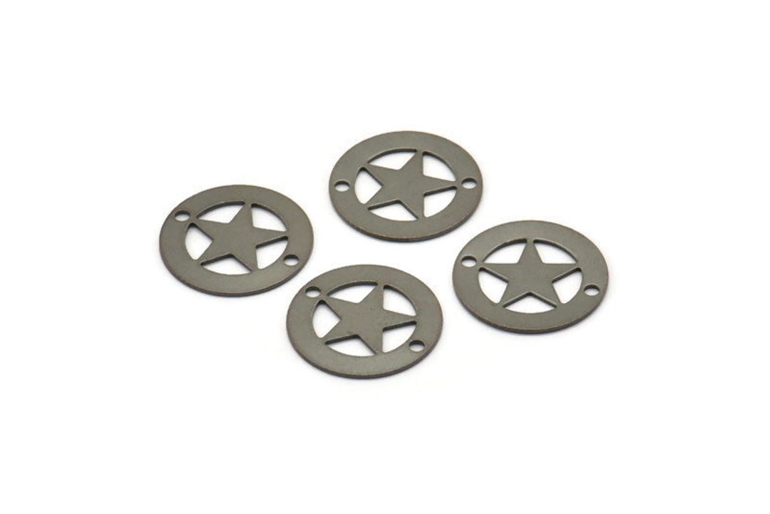 Vintage Star Connector, 15 Antique Brass Round Star Connectors With 2 ...