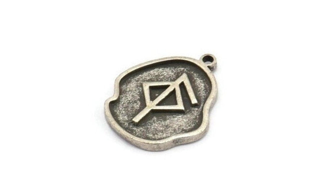 Nordic Runes Charm, 4 Antique Silver Plated Brass Viking Health Symbol ...