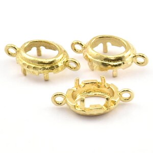Brass Oval Setting, 10 Raw Brass Oval Settings With 2 Loops and 1 Pad ...