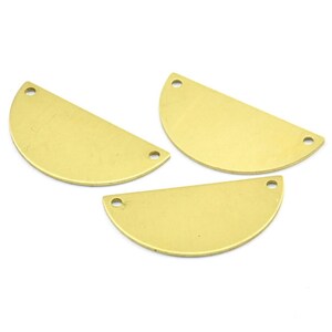 Brass Circle Blank, 6 Raw Brass Semi Circle Blanks With 2 Holes ...