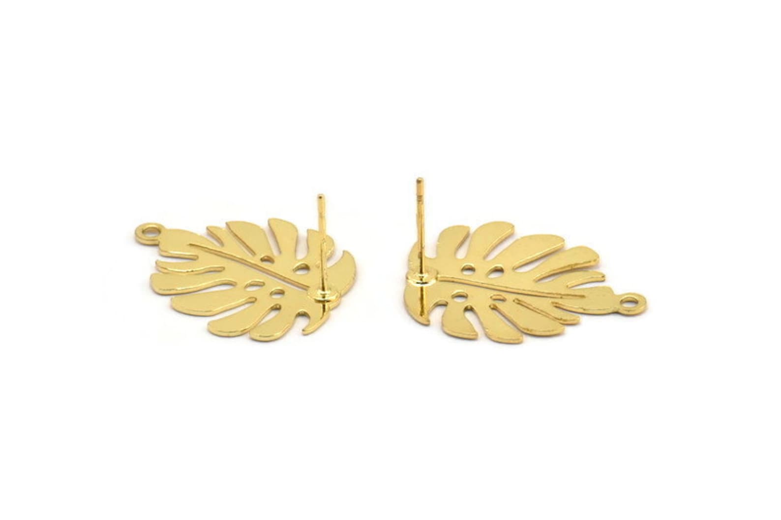 Gold Monstera Earring 4 Gold Plated Brass Monstera Leaf Stud - Etsy