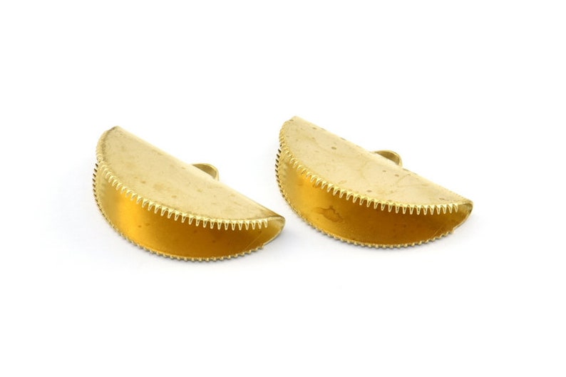 Half Moon Crimp 6 Raw Brass Ribbon Crimp End With 1 Loop - Etsy