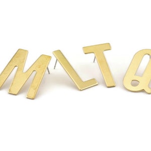 Stud Letter Earring, 8 Raw Brass Letter Alphabets, Uppercase, Letter ...