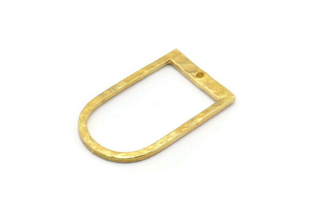 D Shape Rings, 6 Raw Brass Hammered D Shape Connectors With 1 Hole ...