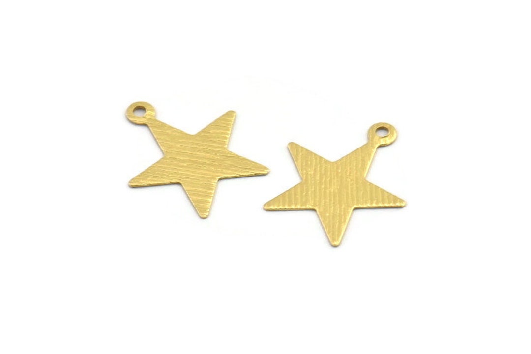 Brass Star Charm, 50 Textured Raw Brass Star Charms With 1 Hole (18x0 ...