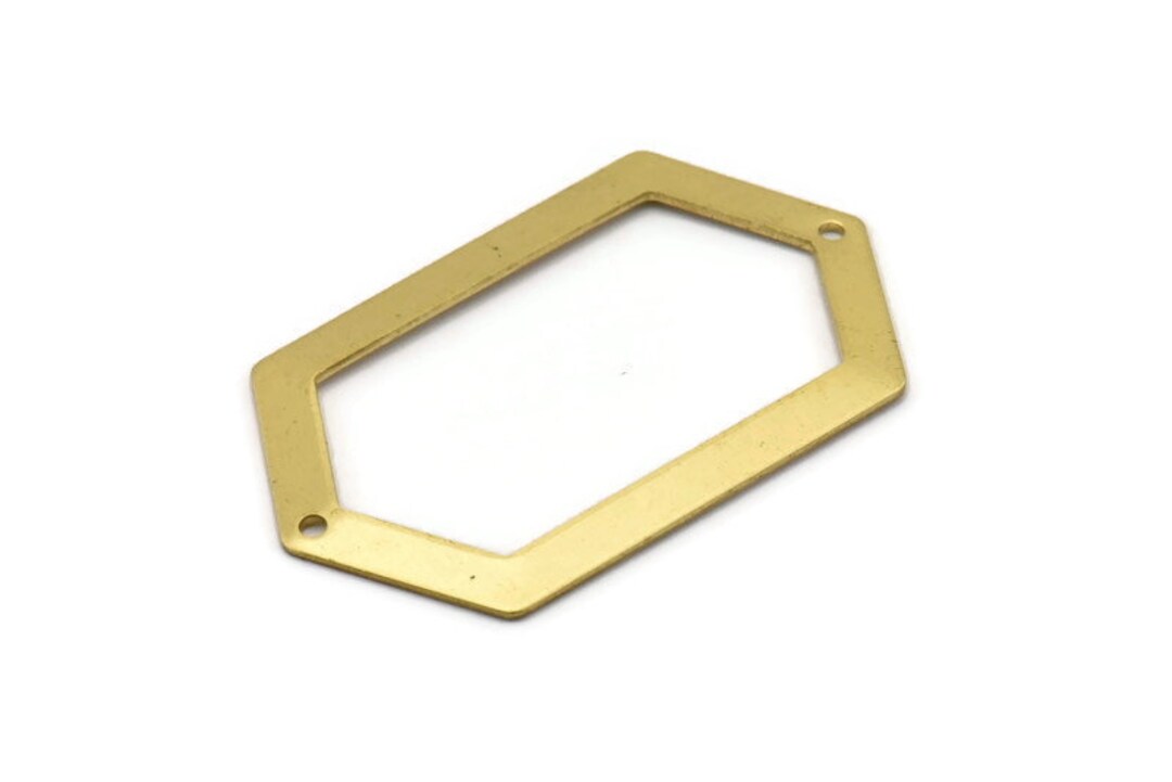 Brass Hexagon Connector, 6 Raw Brass Hexagon Connectors With 2 Holes ...