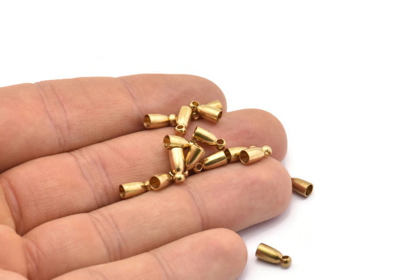 Brass Tassel End Caps, 50 Raw Brass End Cap With 1 Loop, Cord Tips ...