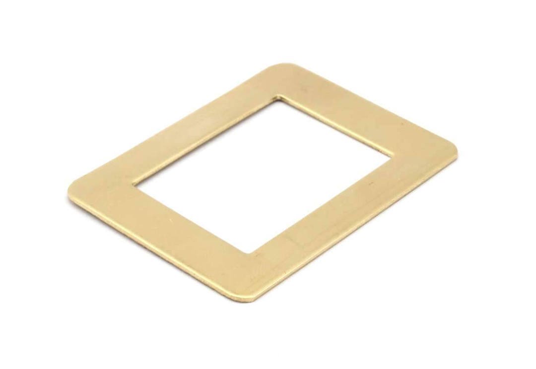 Thick Rectangle Ring, 6 Raw Brass Rectangle Connectors, Rings (46x35x0 ...