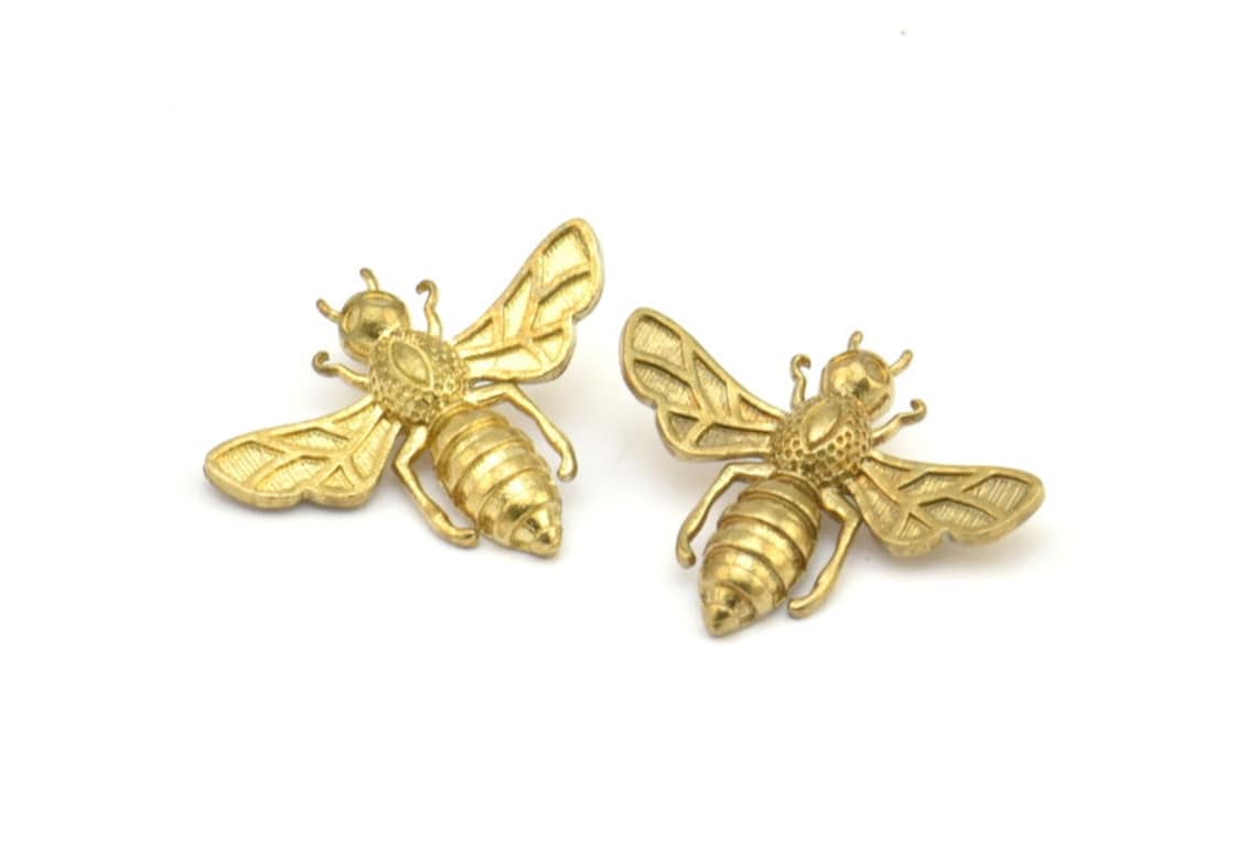 Brass Bee Pendant 4 Raw Brass Bee Charm With 1 Loop Pendant - Etsy