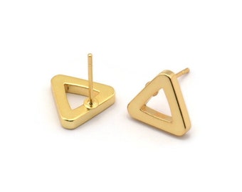 Brass Number 6 Earring Post Gold Triangle Earring Stud 18K - Etsy