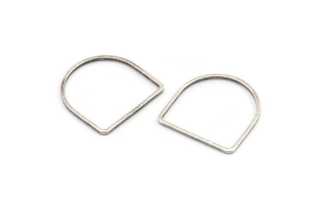 D Shape Rings, 24 Antique Silver Plated Brass D Shape Connectors, Rings ...