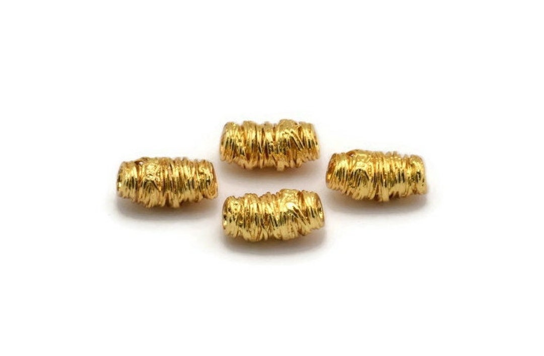 Gold Spool Beads, Gold Plated Brass Spool Shaped Bead (16x8mm) N0226 ...